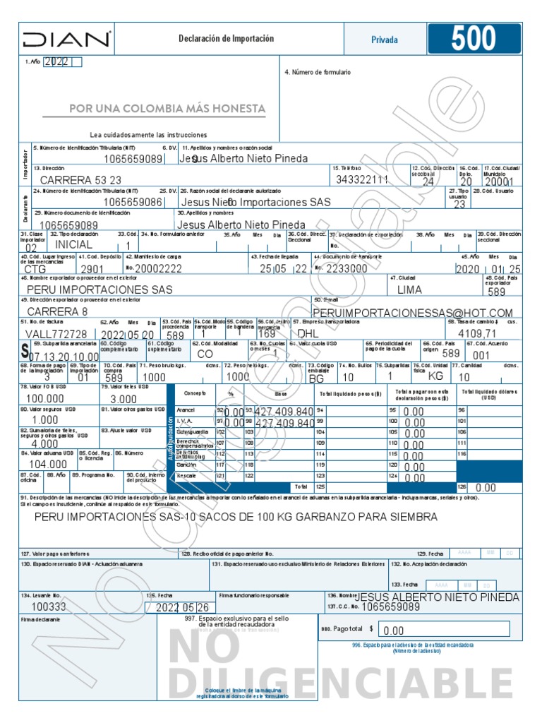 Formulario 500 2021 | PDF | aduana | Negocios Internacionales