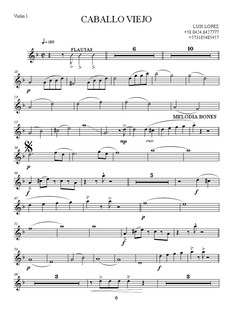 Caballo Viejo - Violin I | PDF