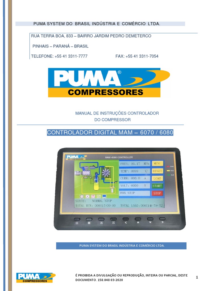 Manual do Controlador MAM 6070/6080 | PDF | Motores | Potência (Física)