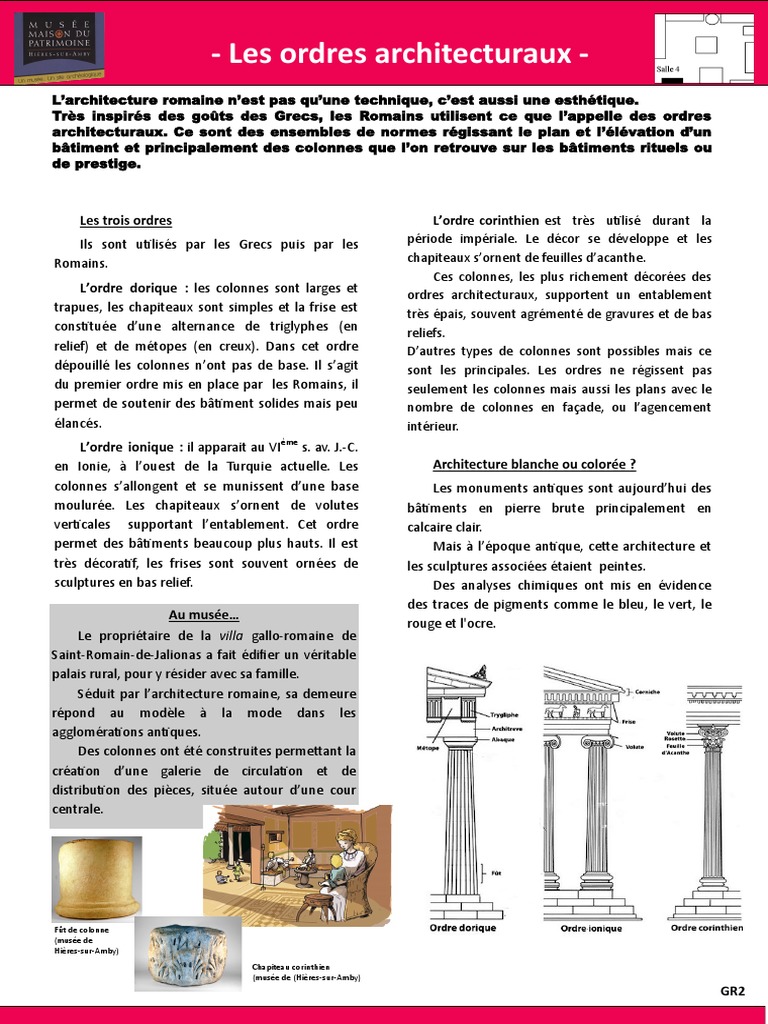 Fiche 3 Les Ordres Architecturaux | Descargar gratis PDF | Colonne ...
