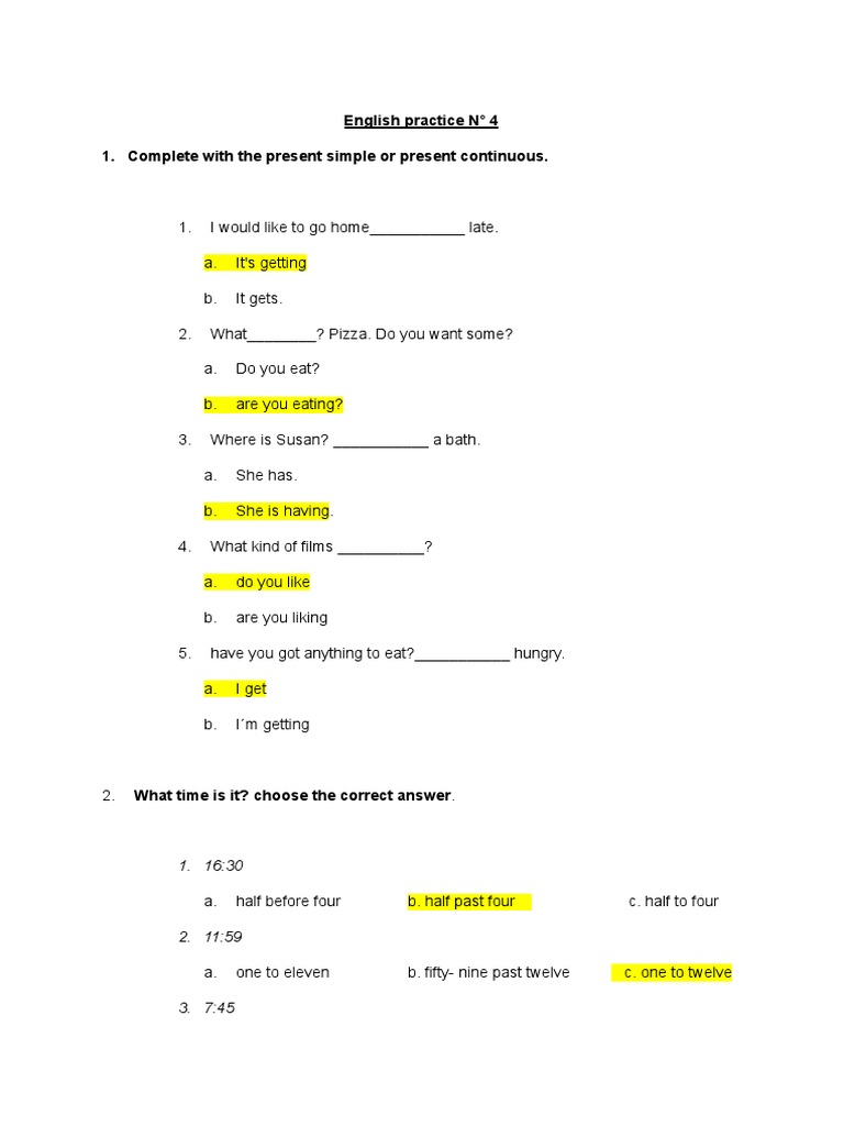 English Practice #4 | PDF | Foreign Language Studies