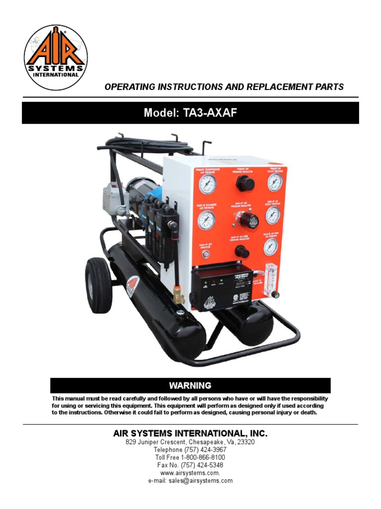 Model: TA3-AXAF: Operating Instructions and Replacement Parts | PDF ...