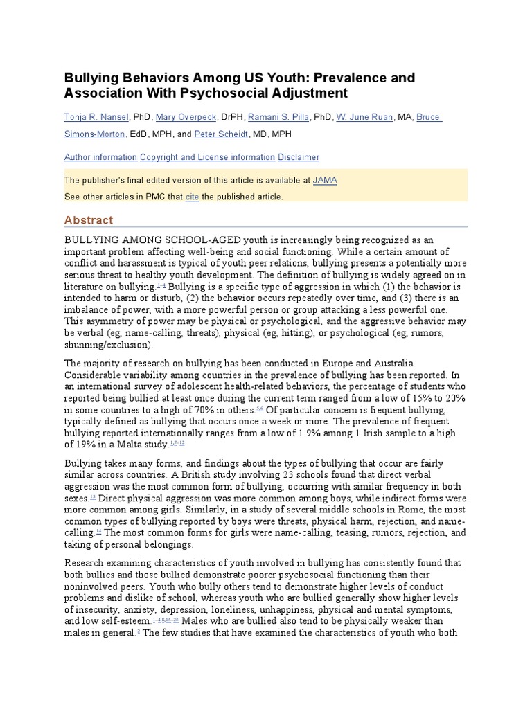 Bullying Behaviors | PDF | Youth | Bullying