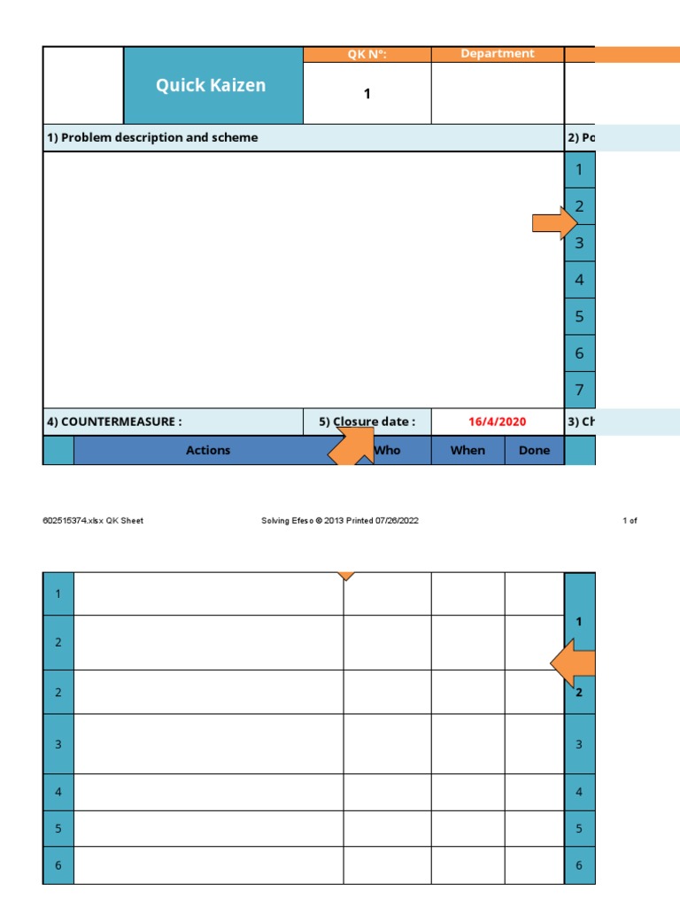 DOQ117A - Quick Kaizen Model | PDF | Risk | Safety