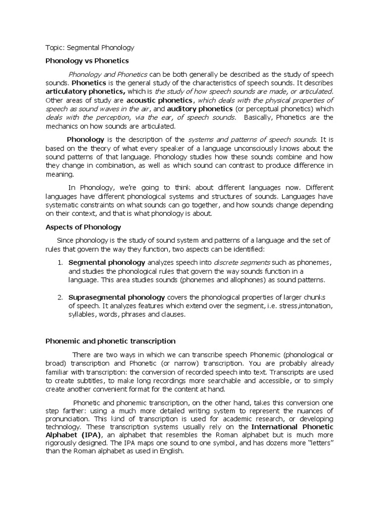 Segmental Phonology | PDF | Phoneme | Phonology