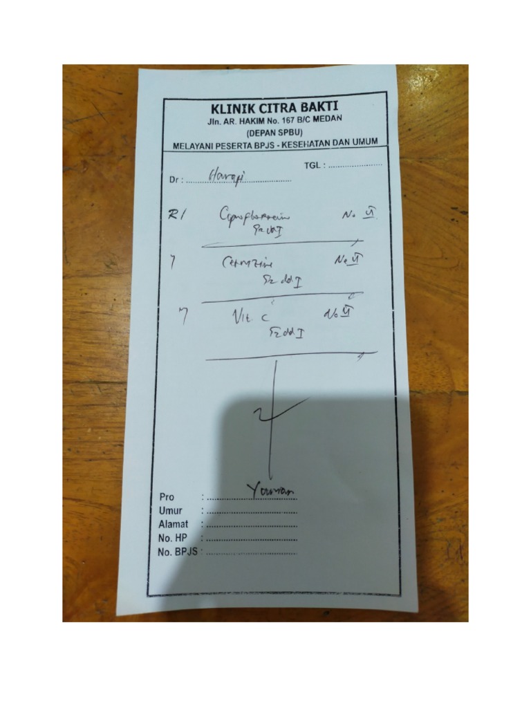 Contoh Resep Obat Tulis Tangan Dokter | PDF