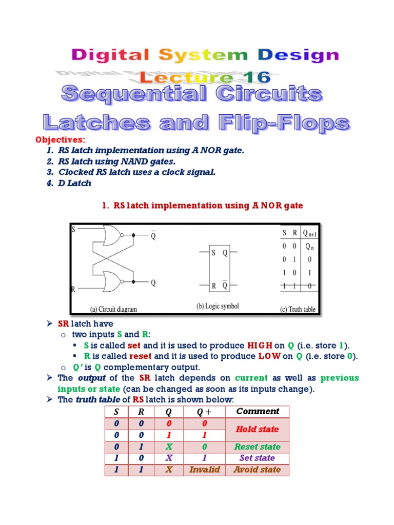 RS Latch Implementation Using A NOR Gate. 2. RS Latch Using NAND Gates ...