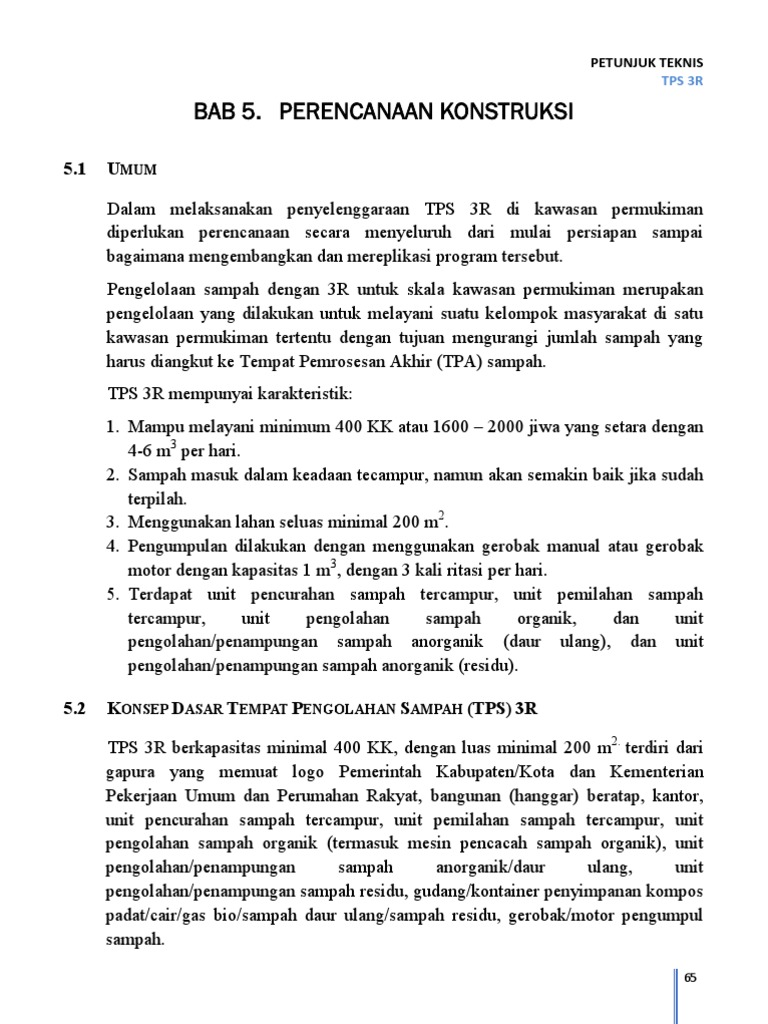 Perencanaan Konstruksi TPS 3R | PDF