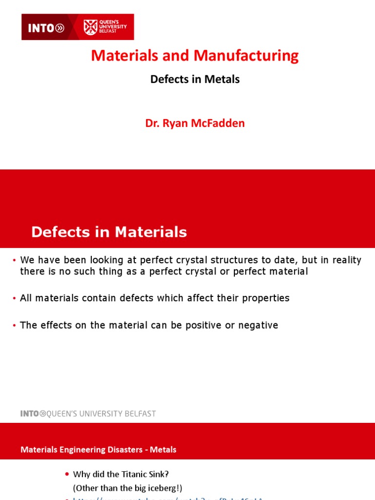 Defects in Materials | PDF | Dislocation | Crystal