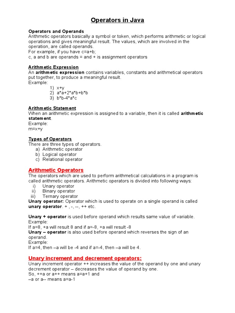 A Comprehensive Guide to Operators in Java: Types, Uses, and Examples ...