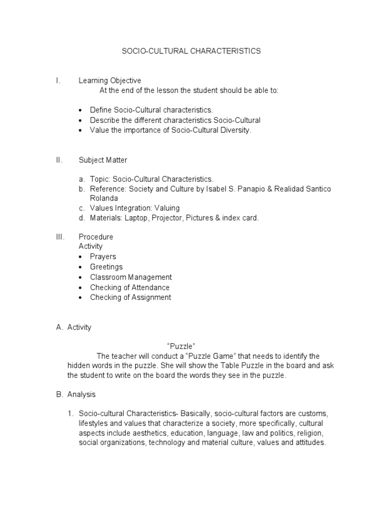 Lesson Plan | PDF | Cultural Anthropology | Gender