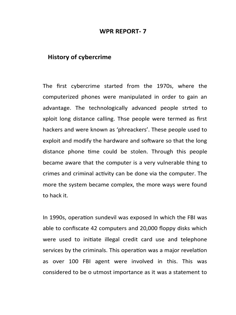 WPR Report-7 History of Cybercrime | PDF | Social Science