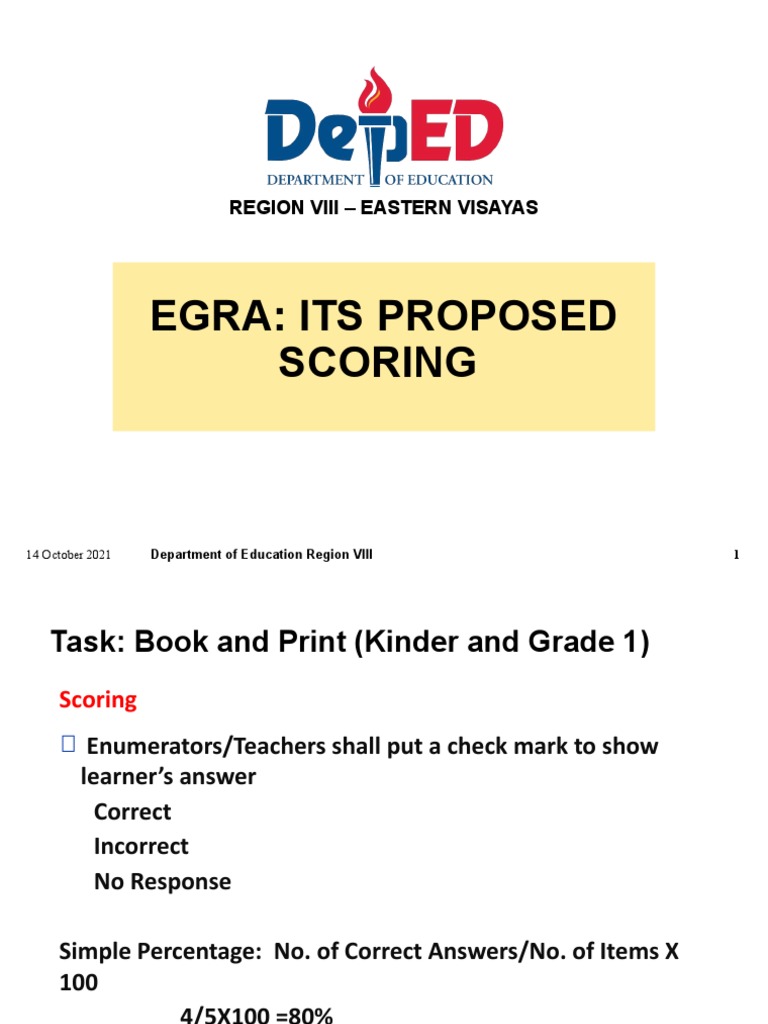 Eastern Visayas EGRA Scoring Guide | PDF | Behavior Modification ...