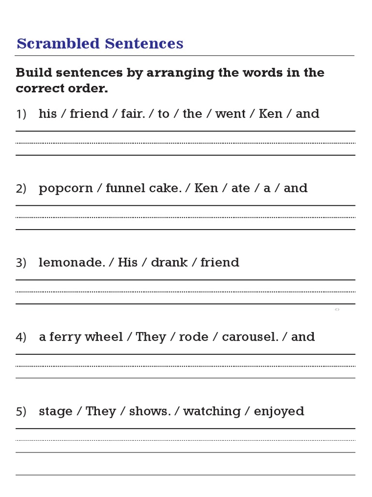 Scrambled Sentences: Build Sentences by Arranging The Words in The ...