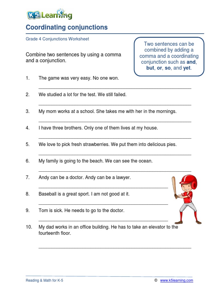 Grade 4 Coordinating Conjunctions A | PDF | Linguistics ...