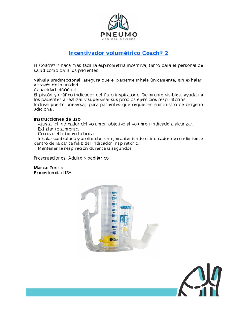 Inspirometría Volumétrica Coach 2 | PDF