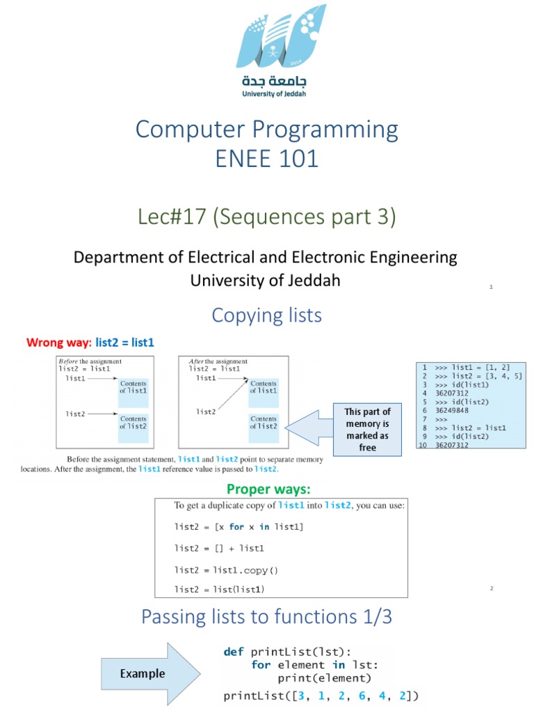Computer Programming ENEE 101: Lec#17 (Sequences Part 3) | Download Free PDF | Matrix ...