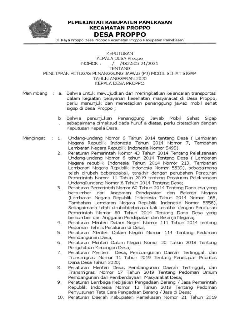 Contoh SK PJMS | PDF