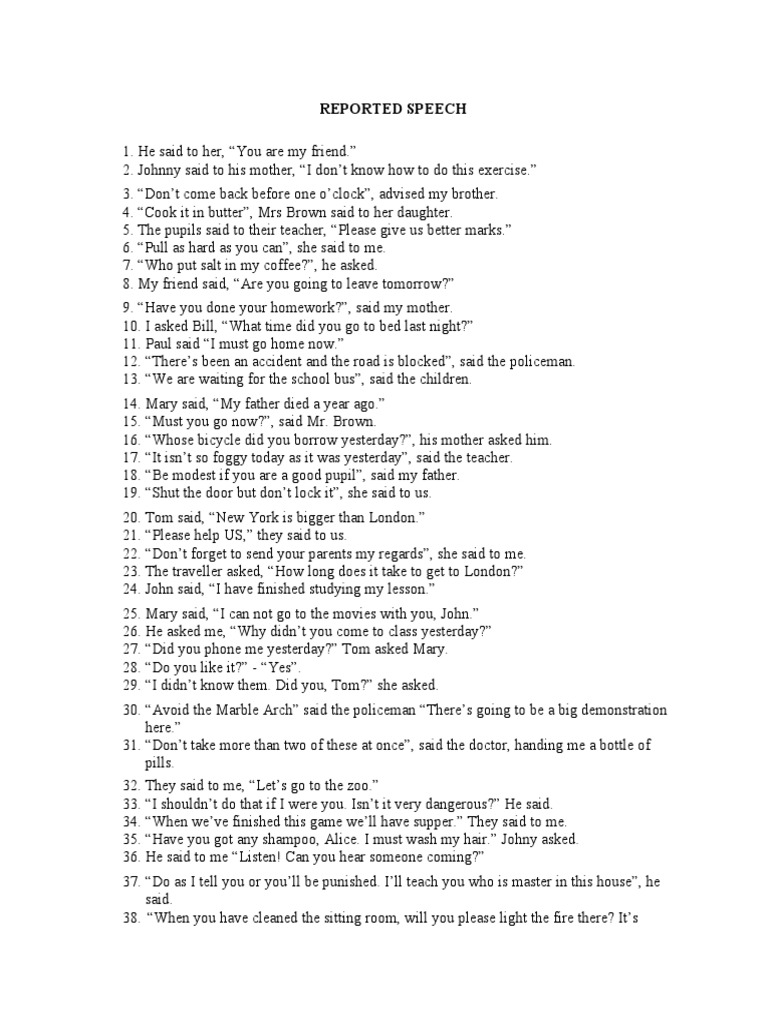 REPORTED SPEECH | PDF