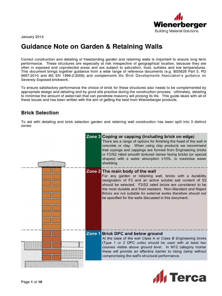 Wienerberger Guidance Note On Garden Retaining Walls | Download Free ...