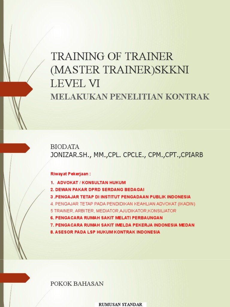 SKKNI Level VI: Penelitian Kontrak | PDF