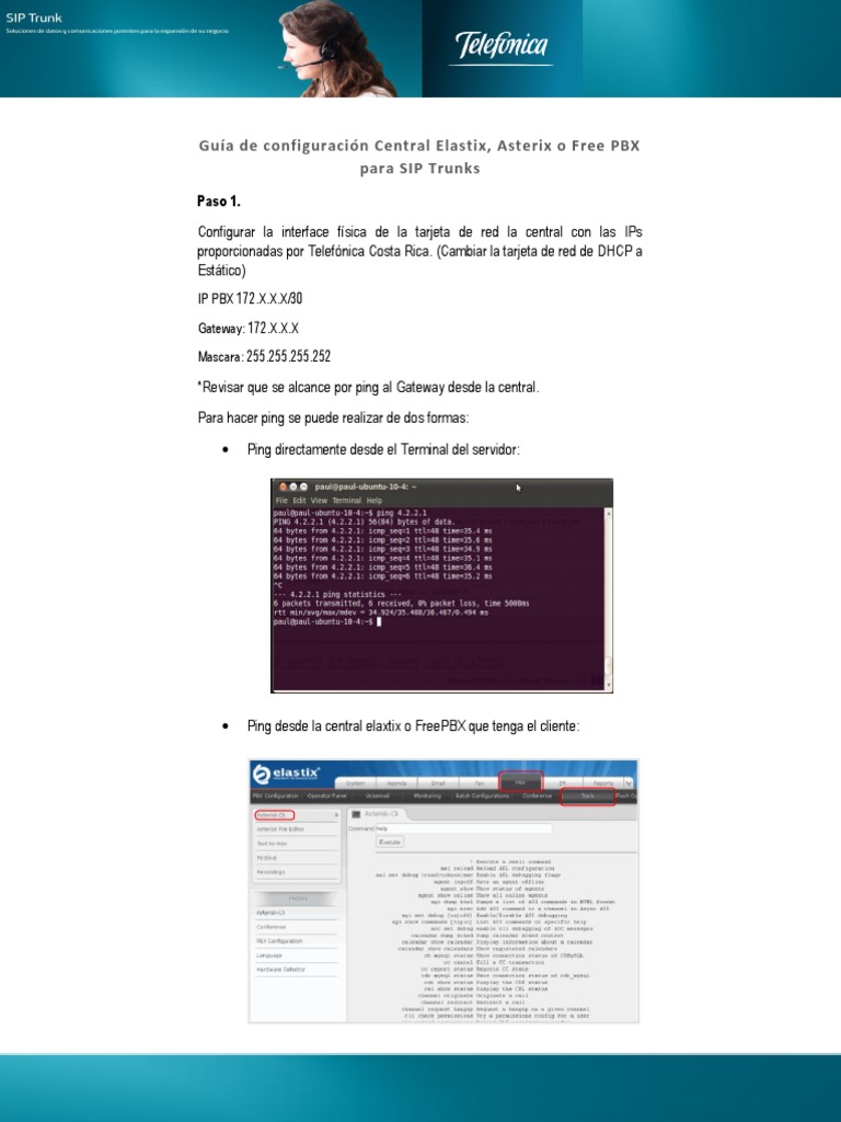Guía de Configuración Central Elastix MOVISTAR | PDF