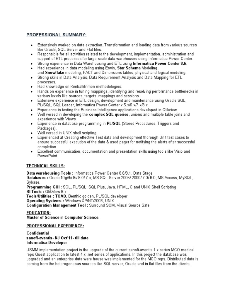 ETL Developer with Extensive Experience in Data Warehousing | PDF | Data Warehouse | Microsoft ...