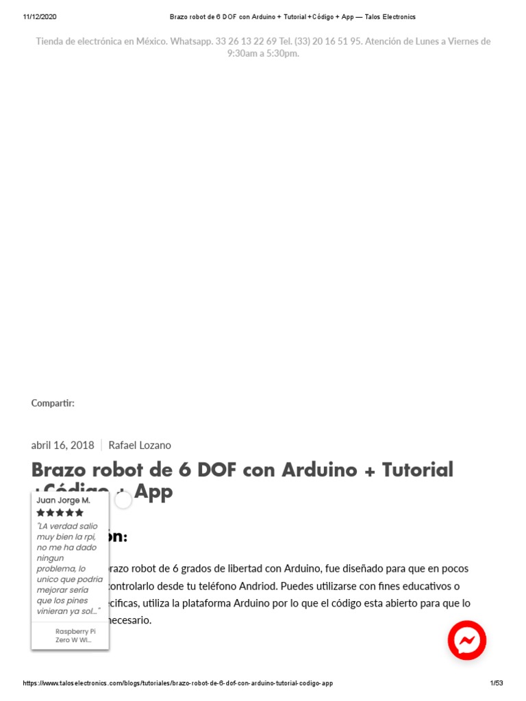 Brazo Robot de 6 DOF Con Arduino + Tutorial +código + App - Talos Electronics | PDF | Raspberry ...