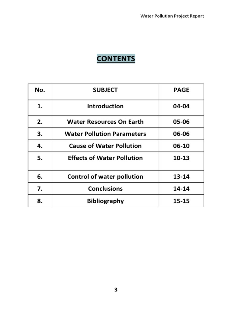 Black and White - Water Pollution Project Report - 4-15 | PDF | Water ...