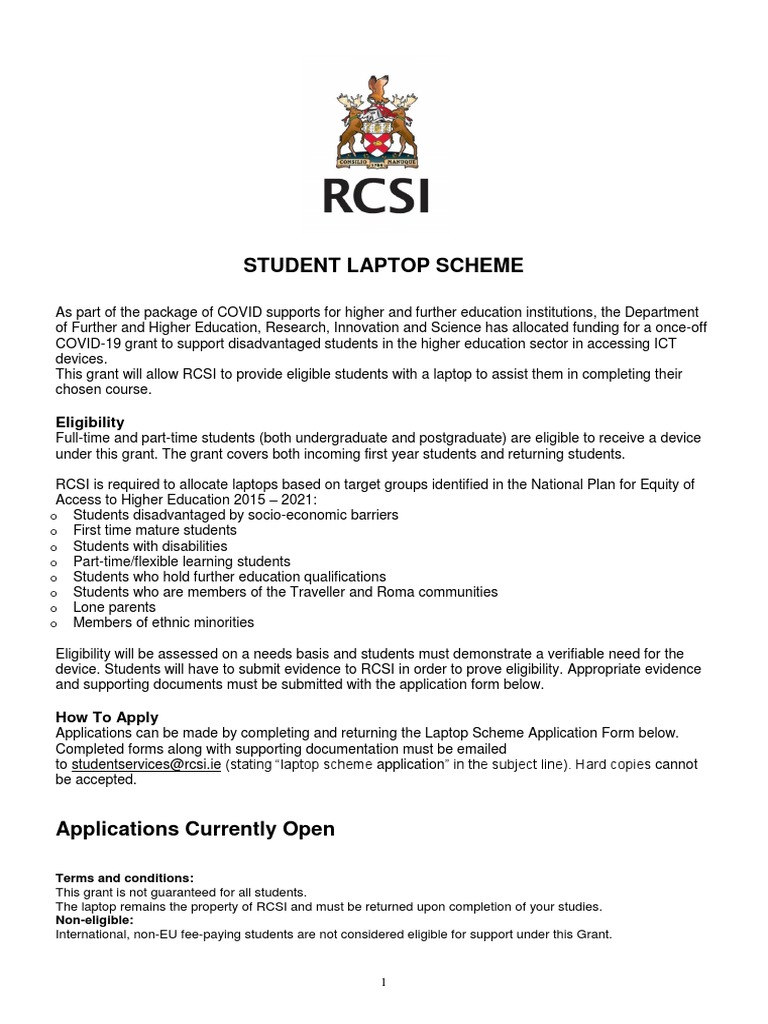 Laptop Scheme Application Form 2021 | PDF