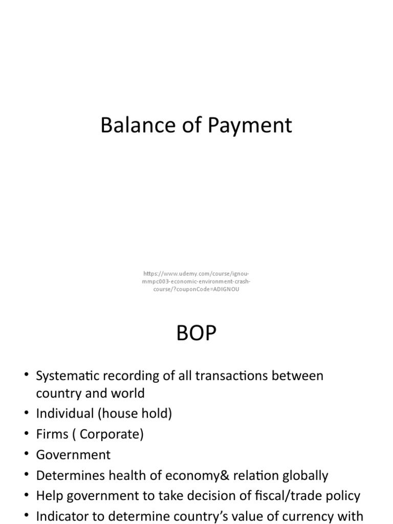 IGNOU MMPC003 Balance of Payment Slides | PDF | Balance Of Payments | Exchange Rate