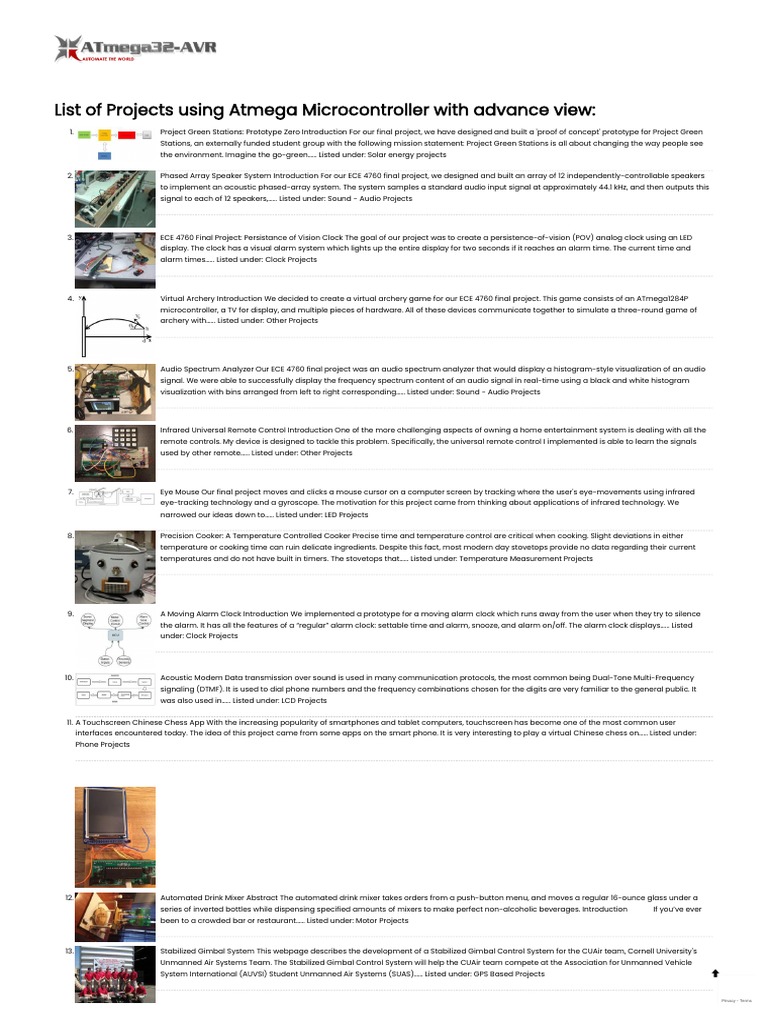 Advanced View of Atmega Microcontroller Projects List - ATMega32 AVR ...