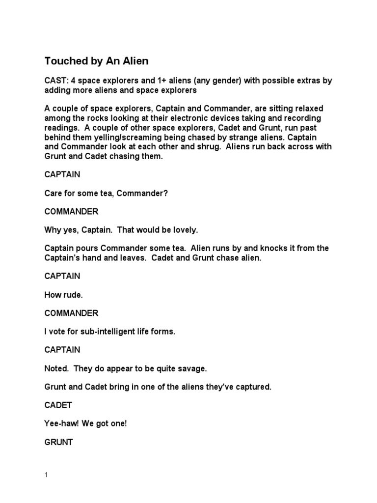 T - Touched by An Alien (Script) | PDF