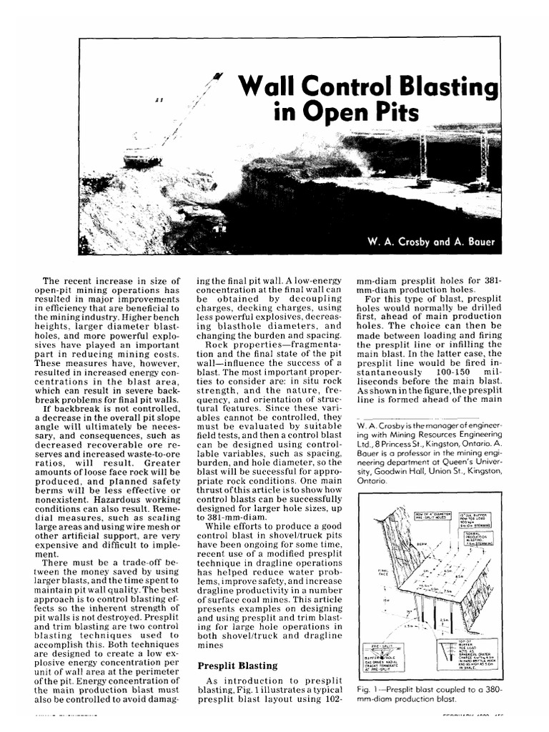 W Wall Control Blastin / If F in Open Pits: W.A. Crosby and A. Bauer ...