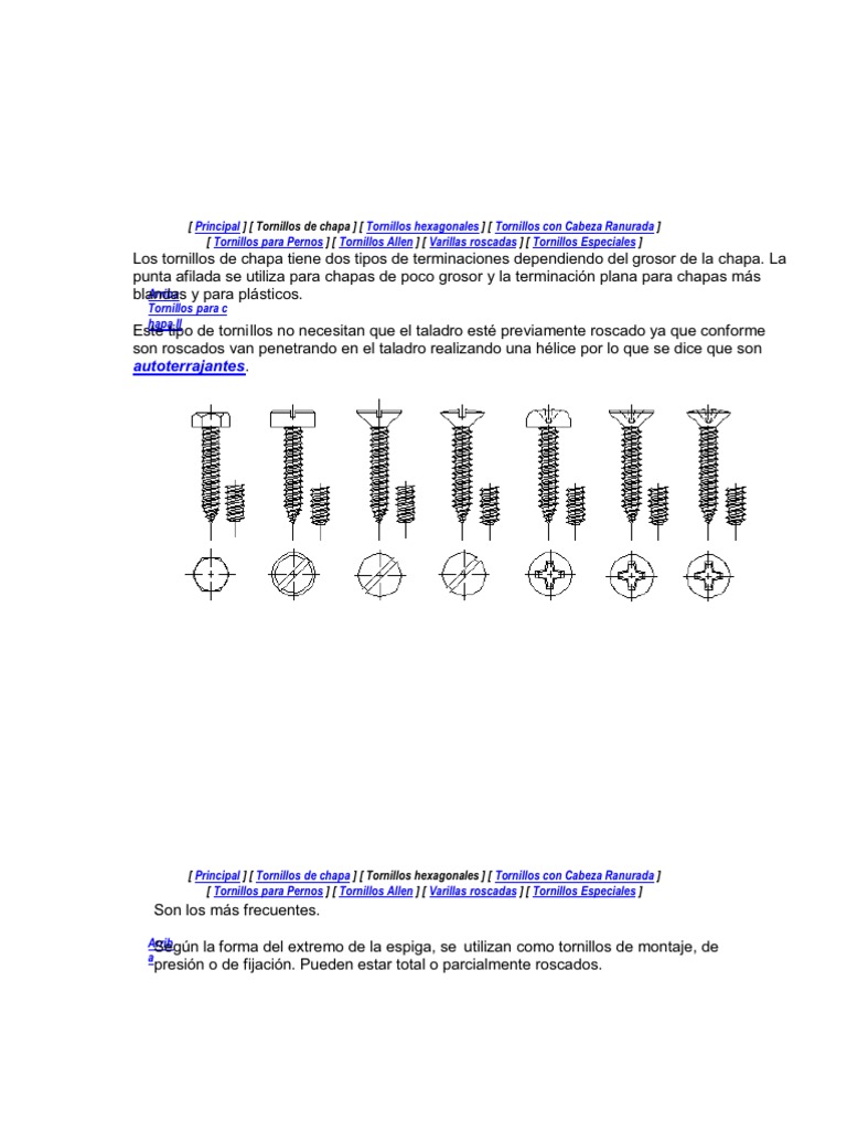 Tipos de Pernos | PDF | Tornillo | Equipo