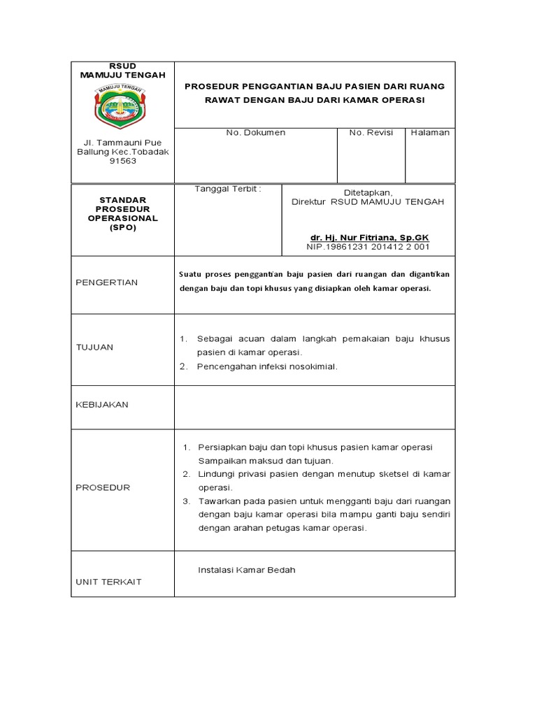Sop Penggantian Baju Pasien | PDF