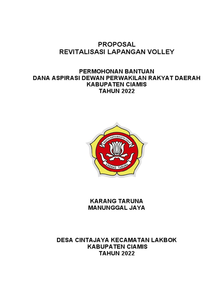 Proposal Revitalisasi Lapangan Volley Karang Taruna Manunggal Jaya | PDF