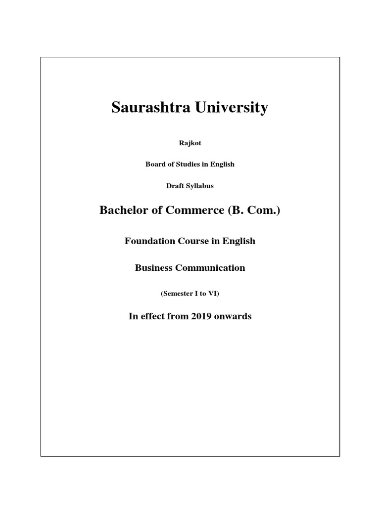 Saurashtra University B. Com. (English) 2019 | PDF | English Language ...