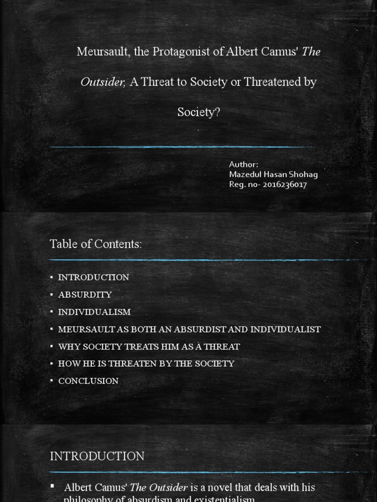 Meursault, The Protagonist of Albert Camus' "The Outsider", A Threat To ...