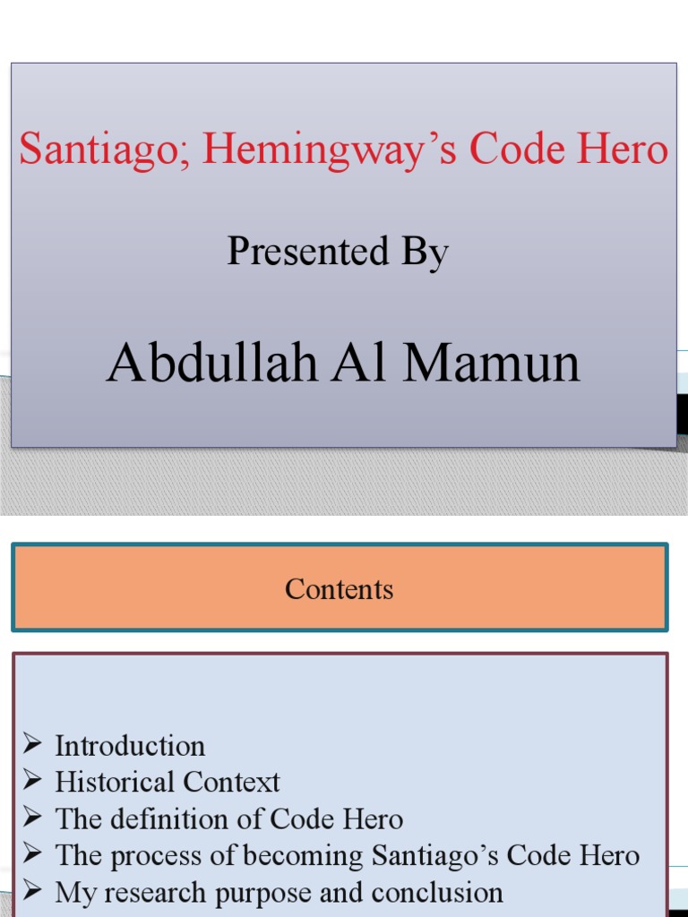 Santiago, Hemingway's Code Hero | PDF