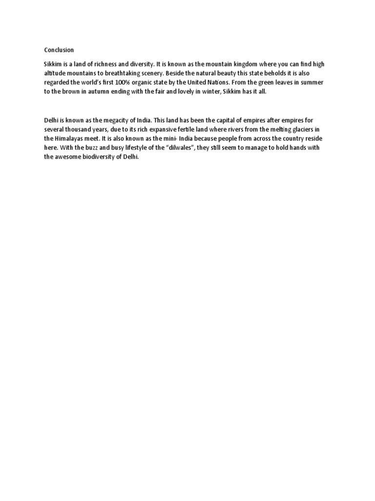 Conclusion on Sikkim's Rich Diversity | PDF | Home & Garden