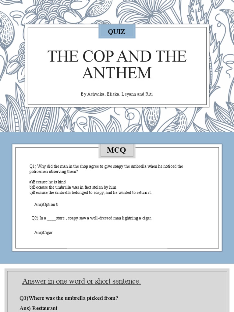 The Cop and The Anthem | PDF
