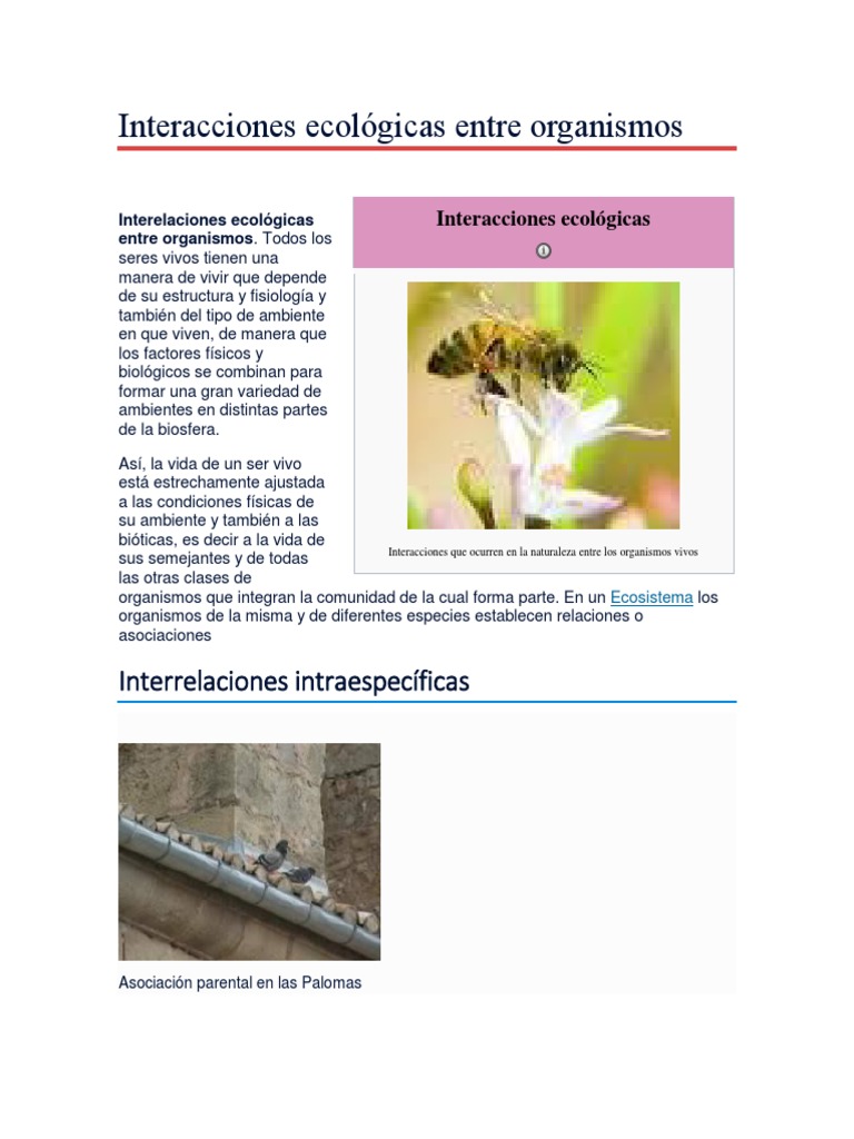 Interacciones Ecológicas Entre Organismos | PDF | Parasitismo | Etología
