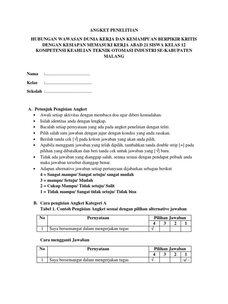 Angket Penelitian | PDF