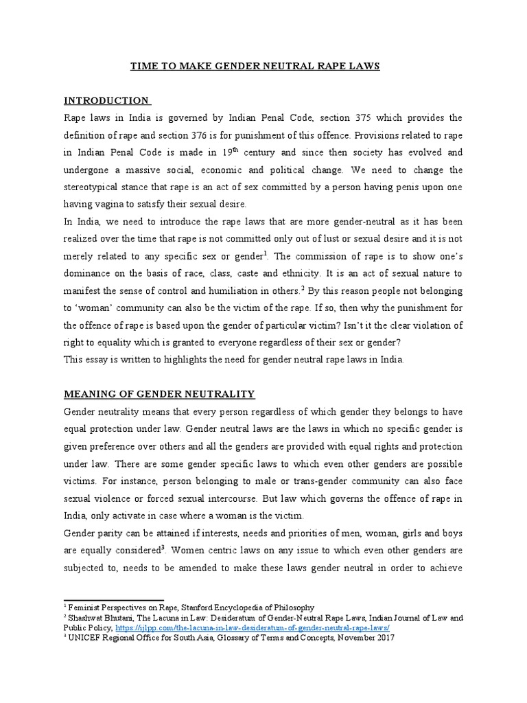 Gender Neutral Rape Laws | PDF | Rape | LGBTQIA+ Studies
