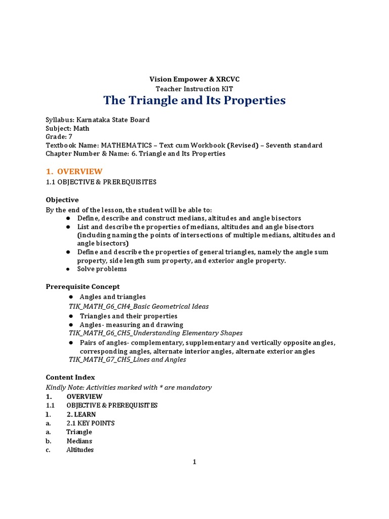 Triangle Properties Guide for Grade 7 | PDF | Triangle | Euclidean Geometry