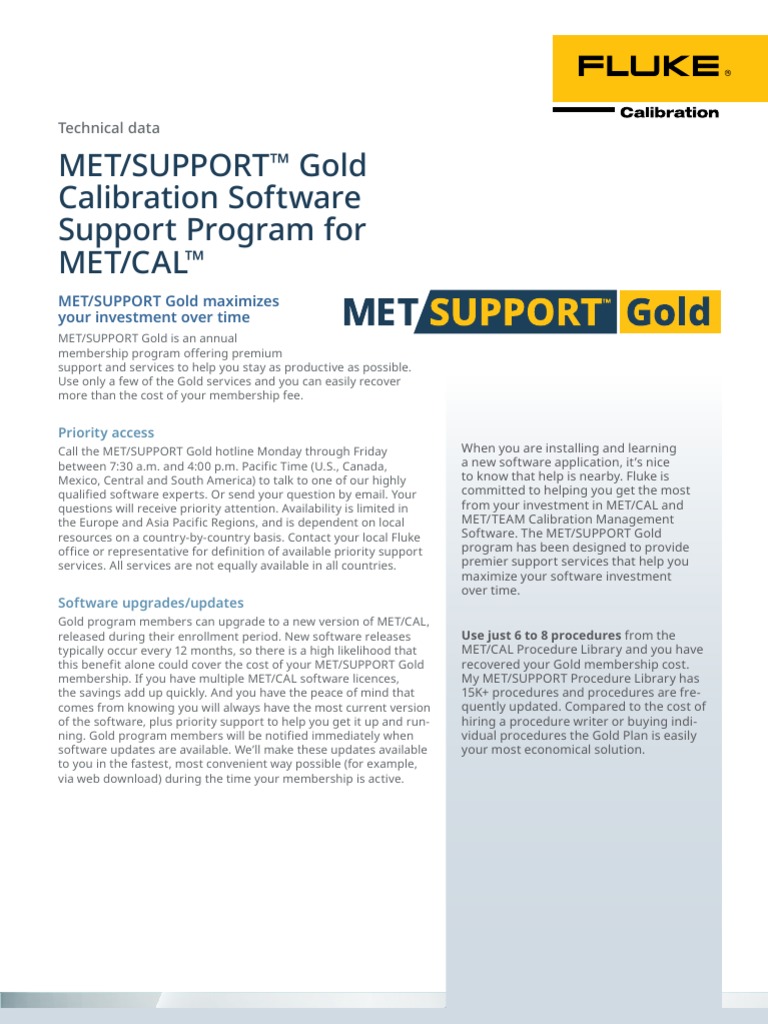 Met/Support Gold Calibration Software Support Program For Met/Cal | PDF ...