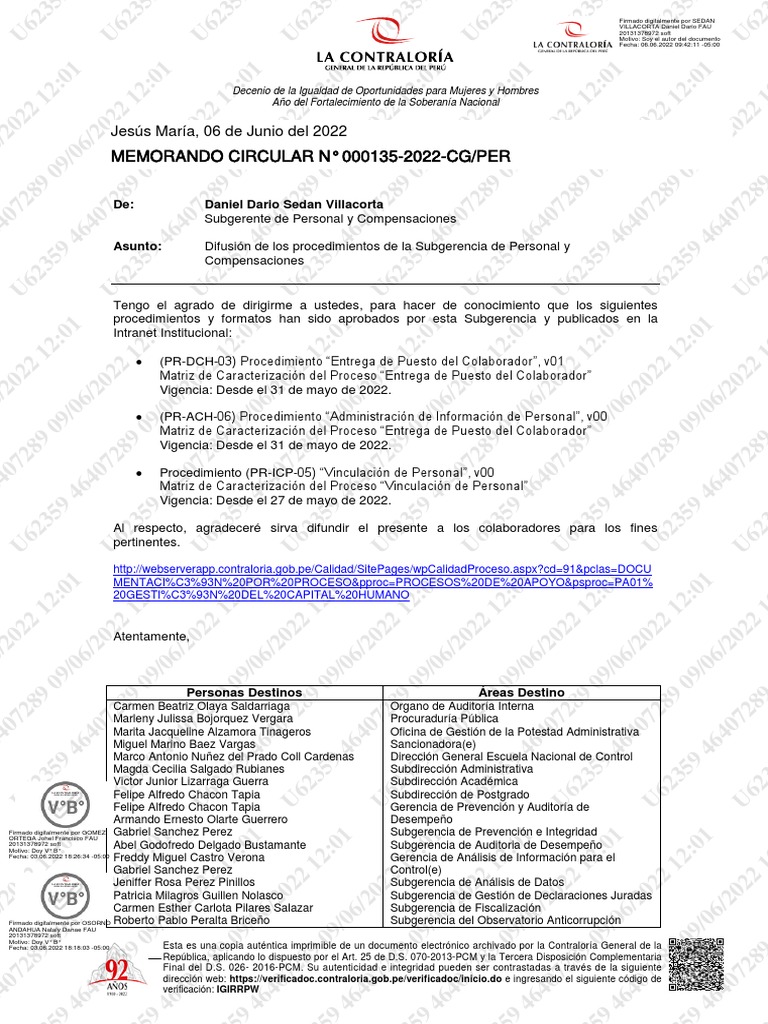 Memorando Circular-000135-2022-Per | PDF