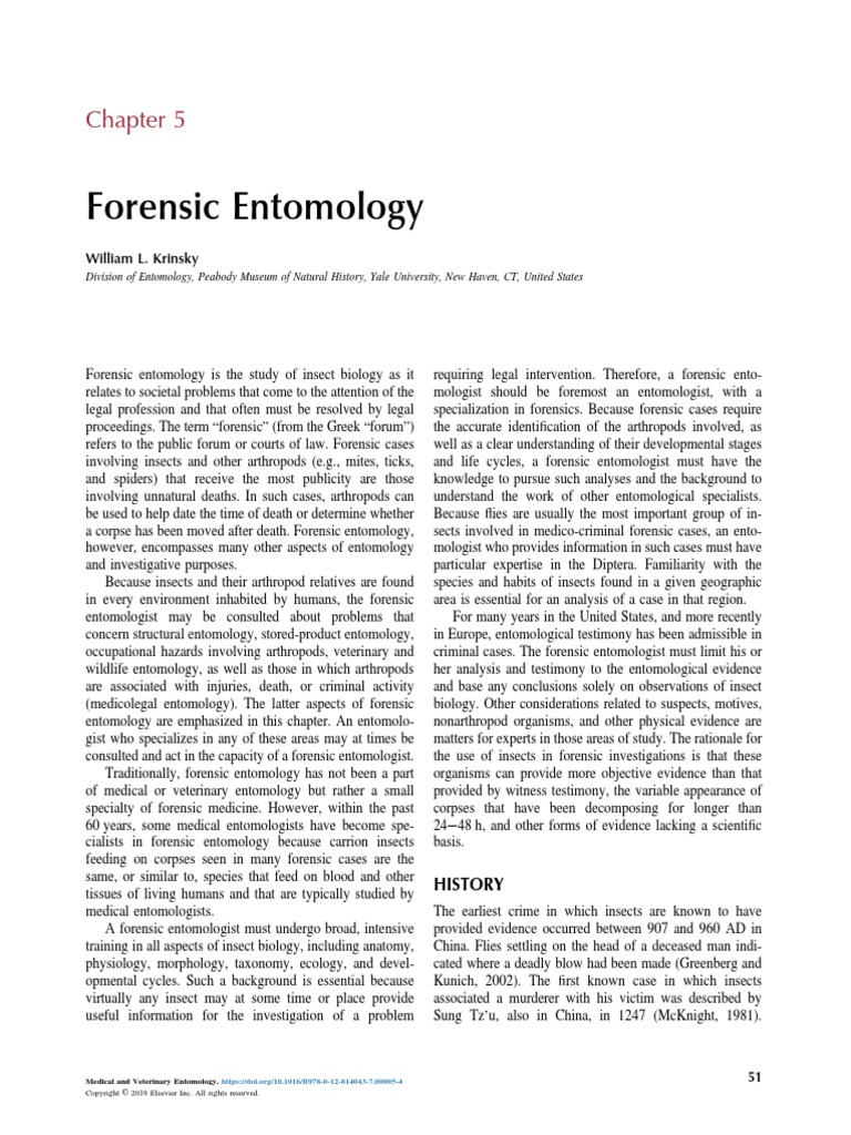 Chapter 5 Forensic Entomology 2019 Medical and Veterinary Entomology ...