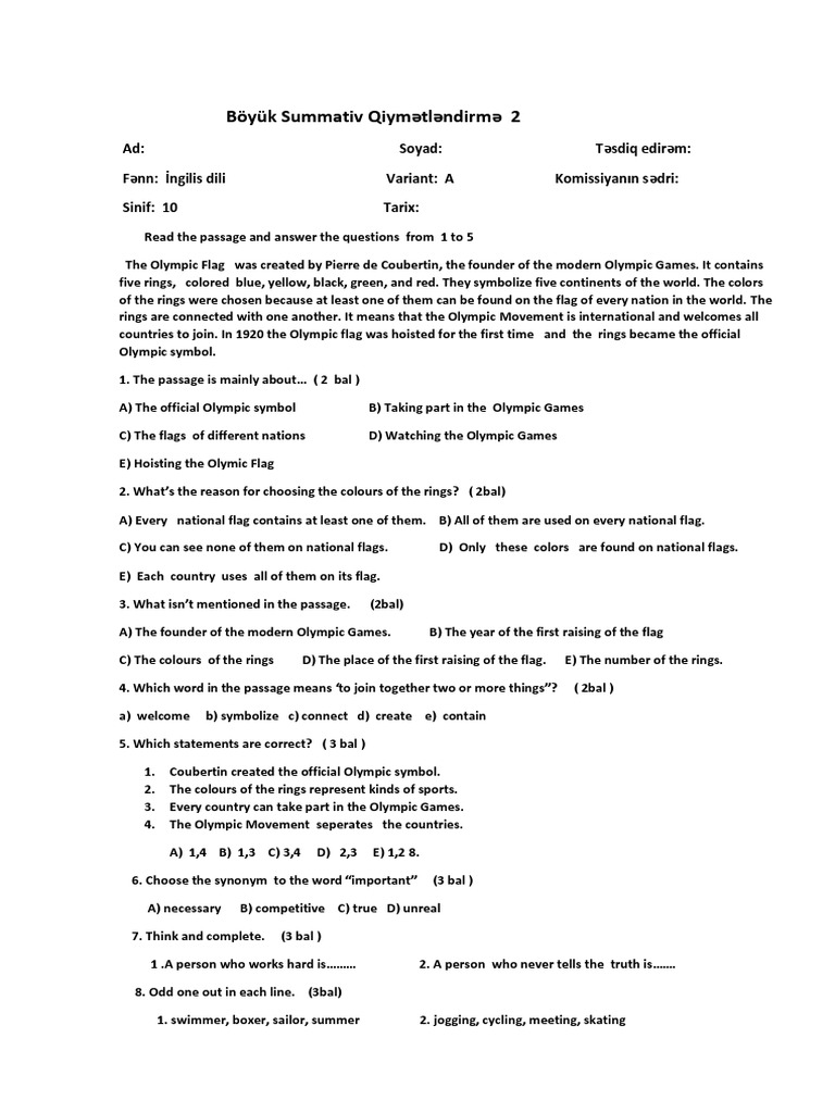 Böyük Summativ Qiymətləndirmə 2 | PDF | Sleep | Linguistics